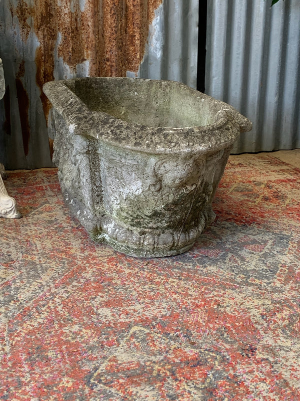 A pair of cast stone trough planters - Belle and Beast Emporium