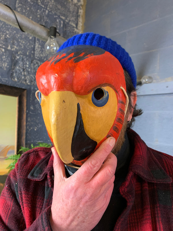 A Ukrainian papier-mâché mask of a macaw - Belle and Beast Emporium