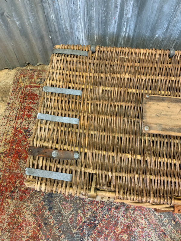 A Victorian wicker laundry basket on castors ~ A - Belle and Beast Emporium