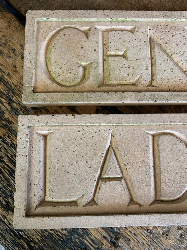 A pair of cast stone plaques ~ "LADIES" & "GENTS" - Belle and Beast ...