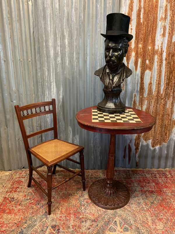 A cast iron bistro table with hand-painted chess board top - Belle and ...