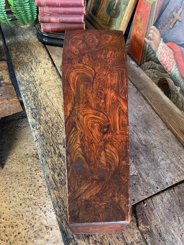 A Victorian coffin box with half-sized anatomical skeleton model ...