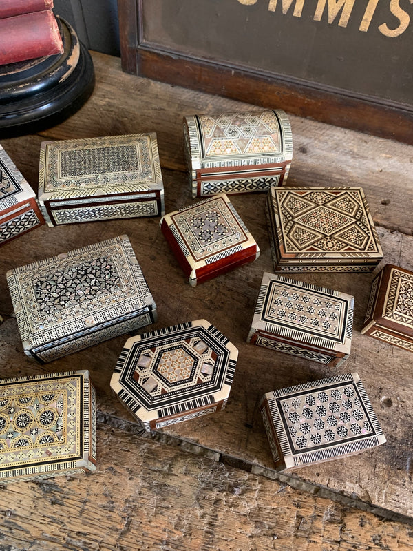 A collection of 12 mother of pearl inlaid Syrian boxes - Belle and ...