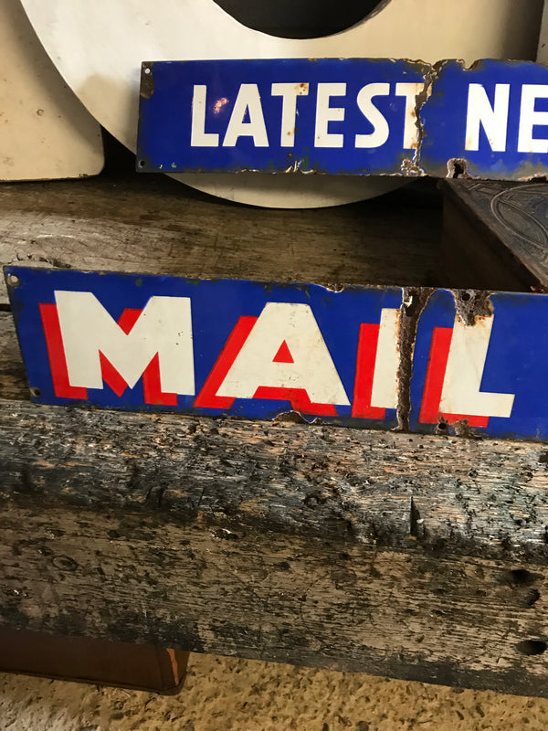 A rare pair of original Daily Mail Newspaper enamel advertising signs ...