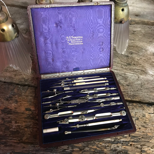 A late 19th Century A G Thornton technical drawing instrument set- cas ...