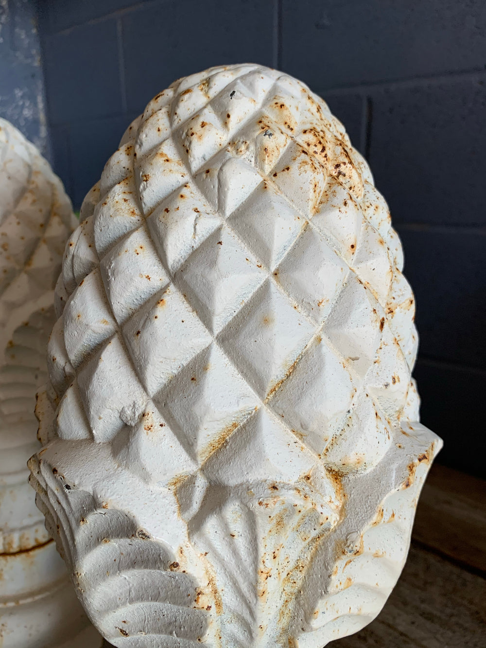 A pair of white cast iron acorn or pineapple finials - Belle and Beast ...