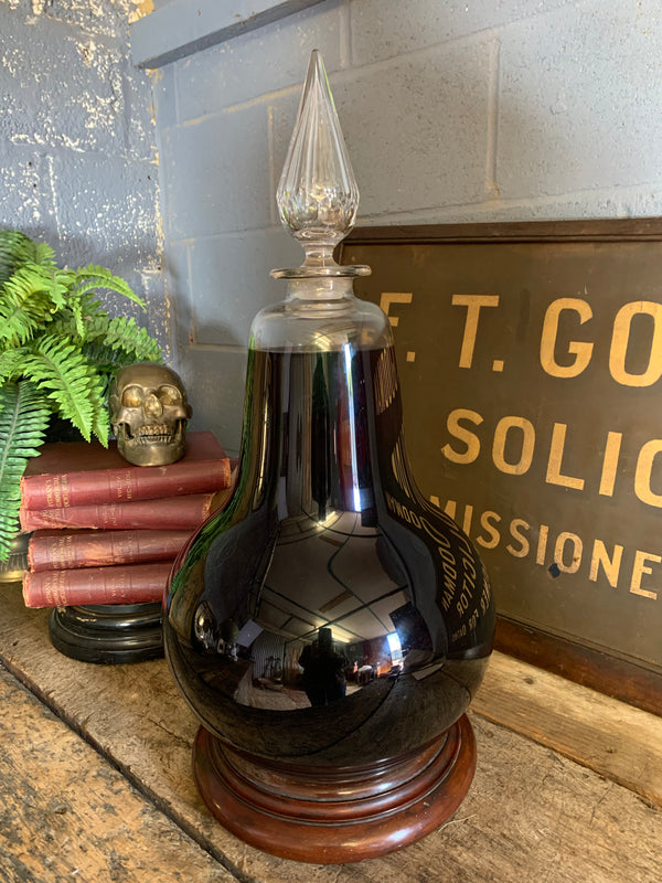 A large glass apothecary carboy on mahogany stand - 71cm - Belle and ...