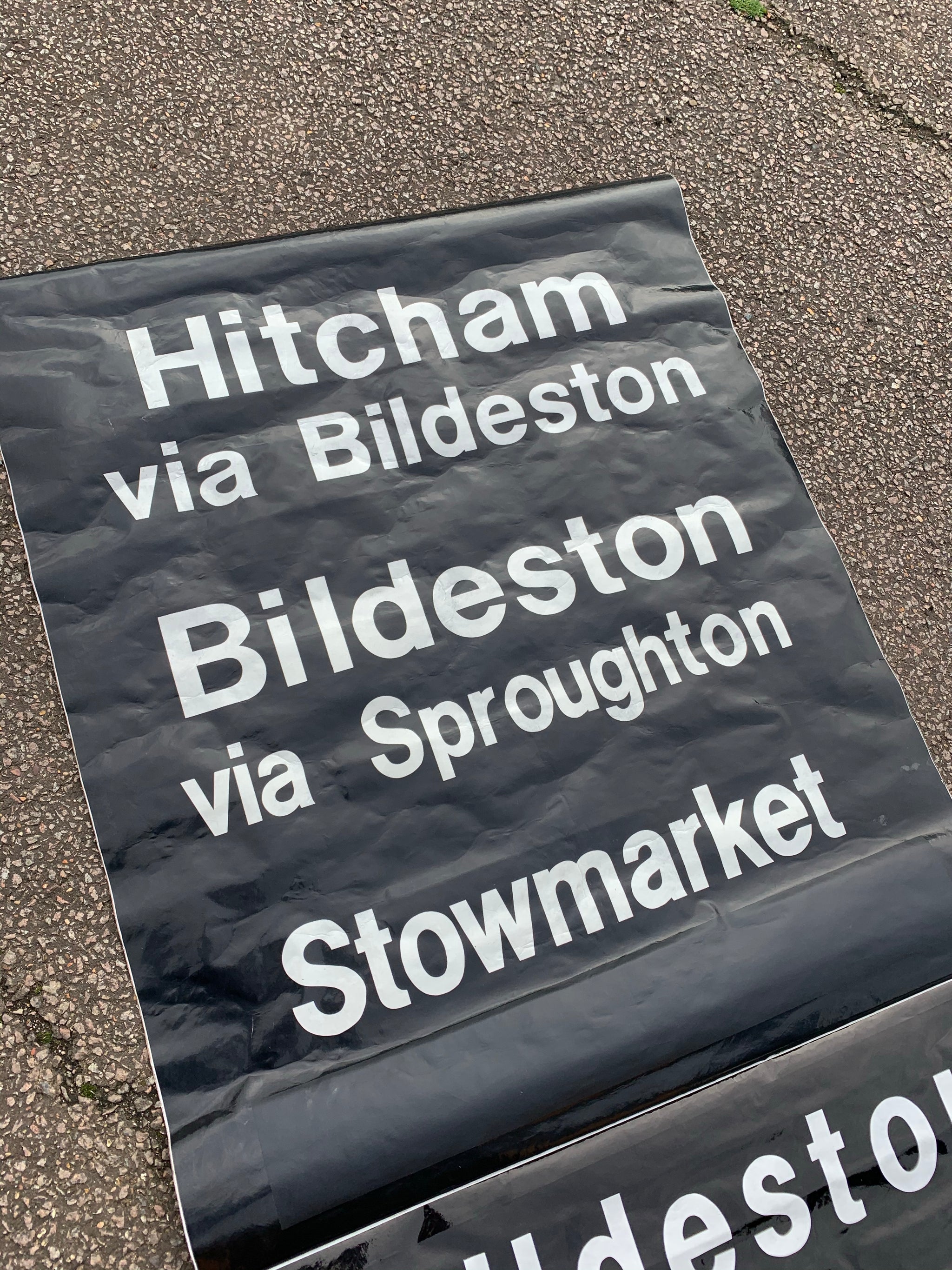 A Vintage Bus Blind Roller Sign Ipswich Clacton Bury St Edmunds St a-vintage-bus-blind-roller-sign-ipswich-clacton-bury-st-edmunds-st