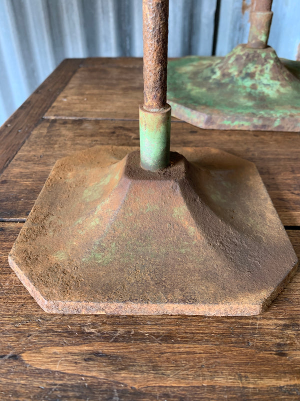 A trio of metal Art Deco shop display stands - Belle and Beast Emporium