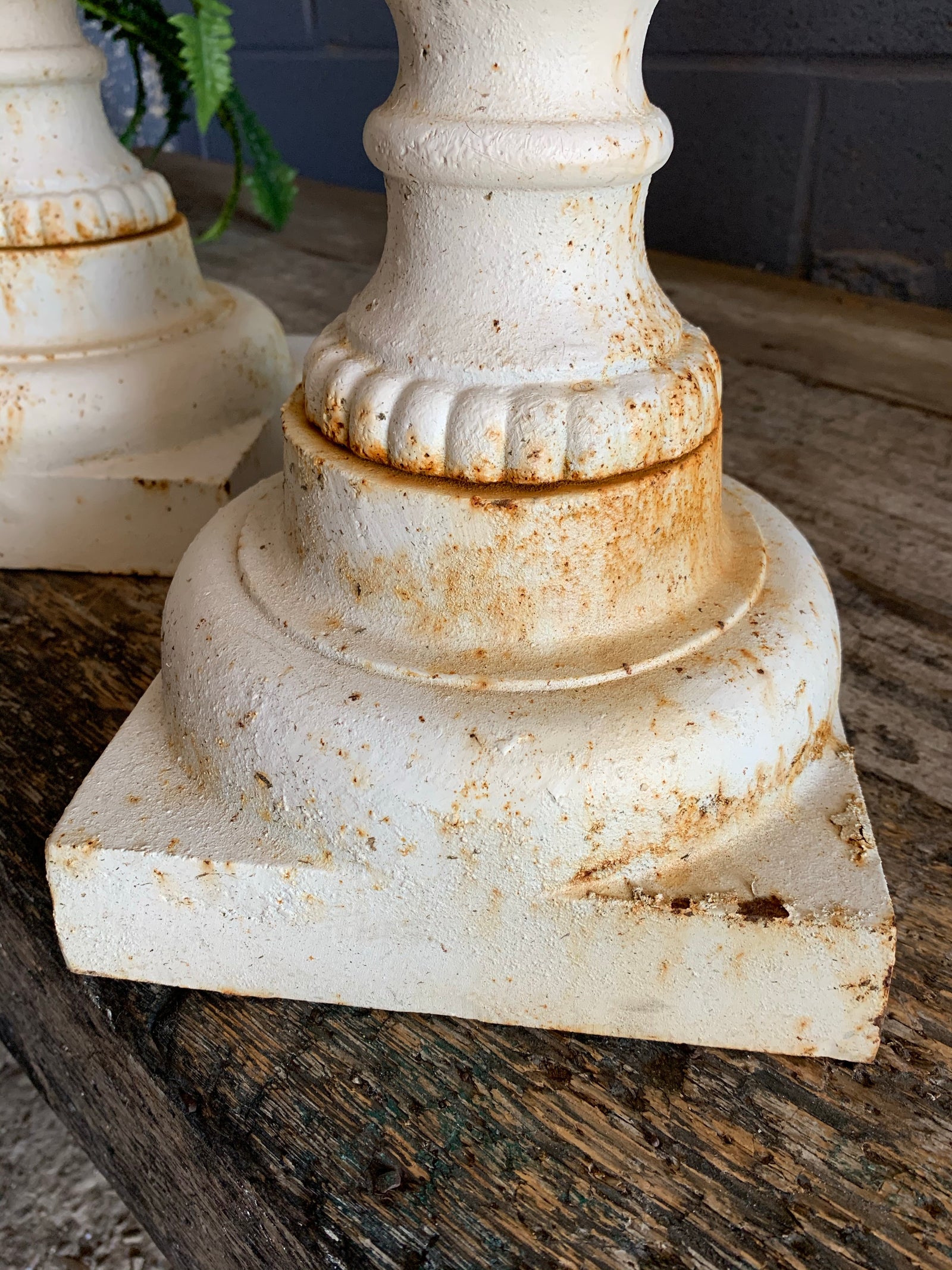 A pair of white cast iron acorn or pineapple finials - Belle and Beast ...