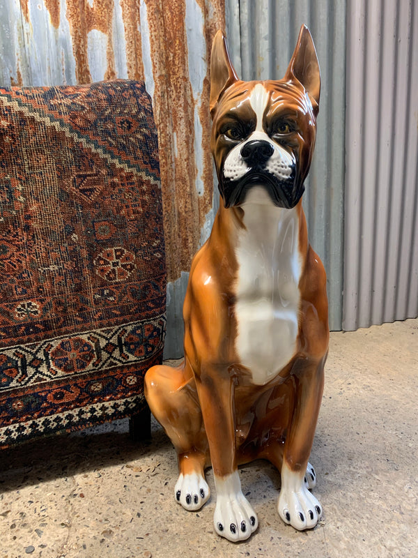 A large Italian Ceramiche Boxer dog statue - Belle and Beast Emporium