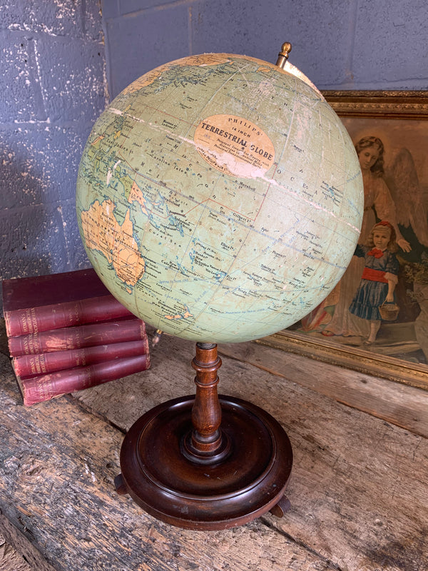 A 14” George Philip & Son Terrestrial globe - Belle and Beast Emporium