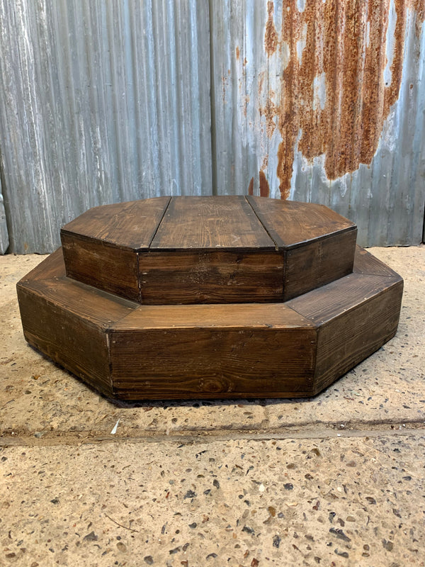 A large wooden octagonal display plinth for a statue or as a shop fitt ...