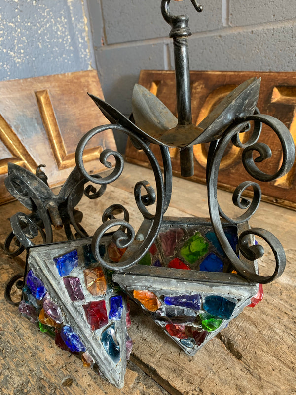 An original Peter Marsh leaded glass lantern - Belle and Beast Emporium