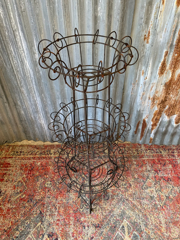 A three-tiered black wire work plant stand - Belle and Beast Emporium