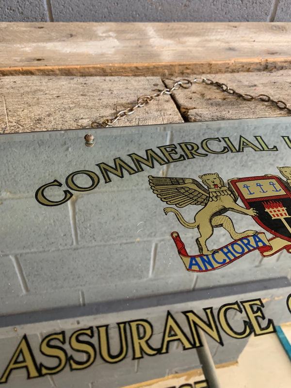 A frameless advertising mirror for the Commercial Union Assurance Comp ...